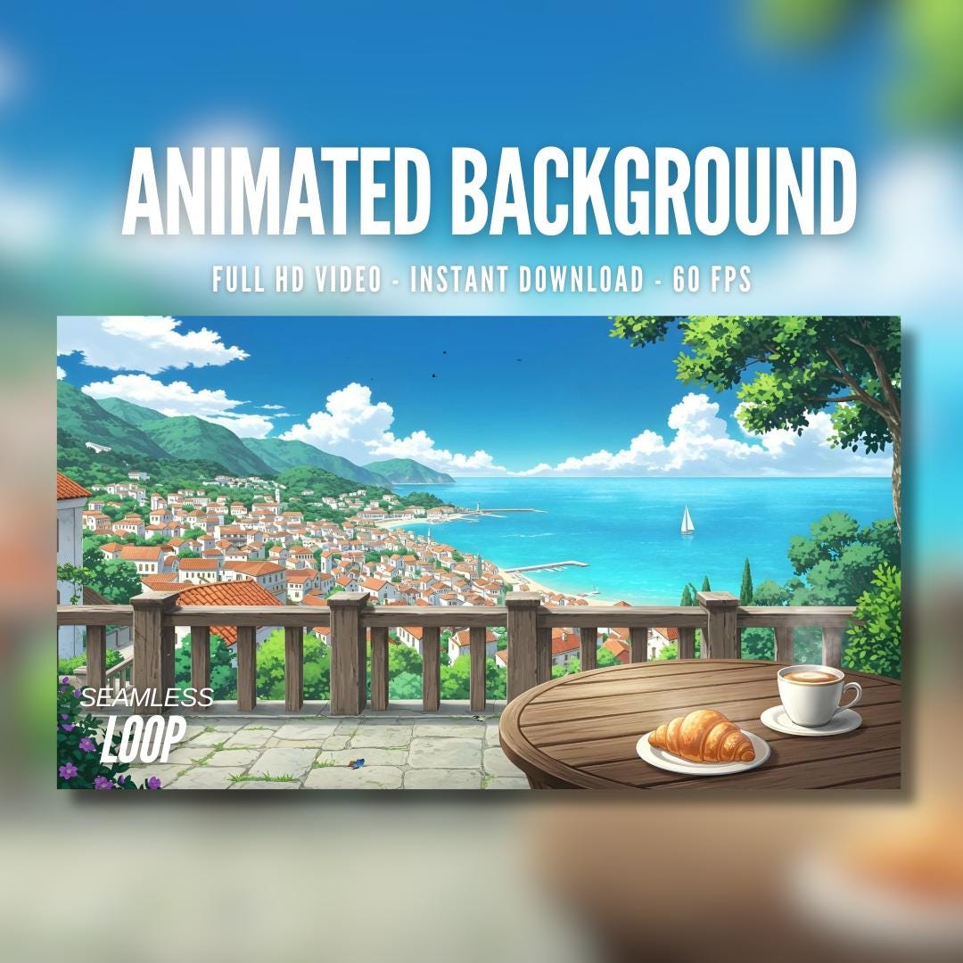 Animated Background | Coastal Balcony Cafe | Ocean Breeze | Seaside ...
