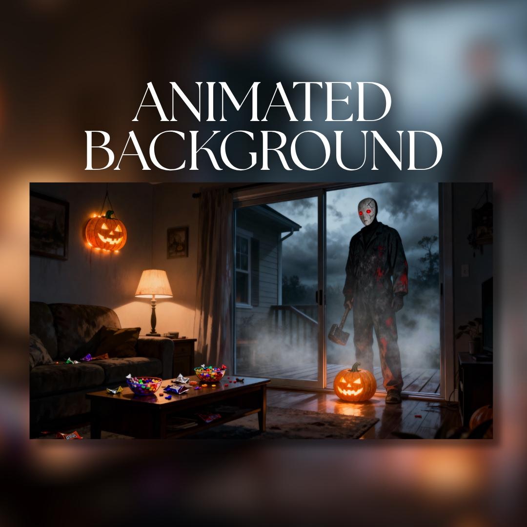 Animated Background | Haunted Halloween Living Room With Masked ...
