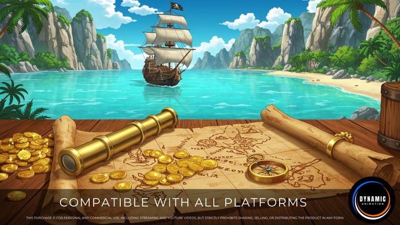Animated Background | Pirate Ship & Treasure Map | Tropical Seaside ...
