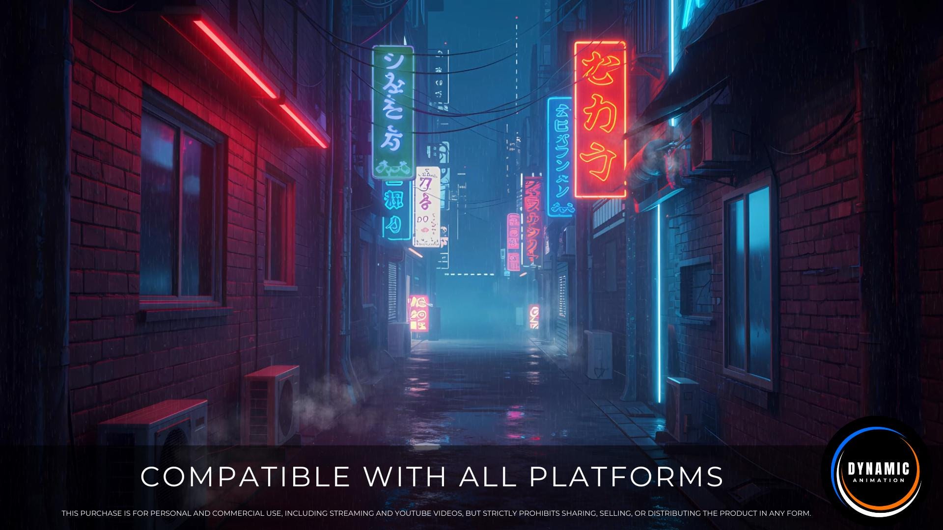 Animated Background | Neon Lit Alleyway | Cyberpunk City | Steam Rising ...