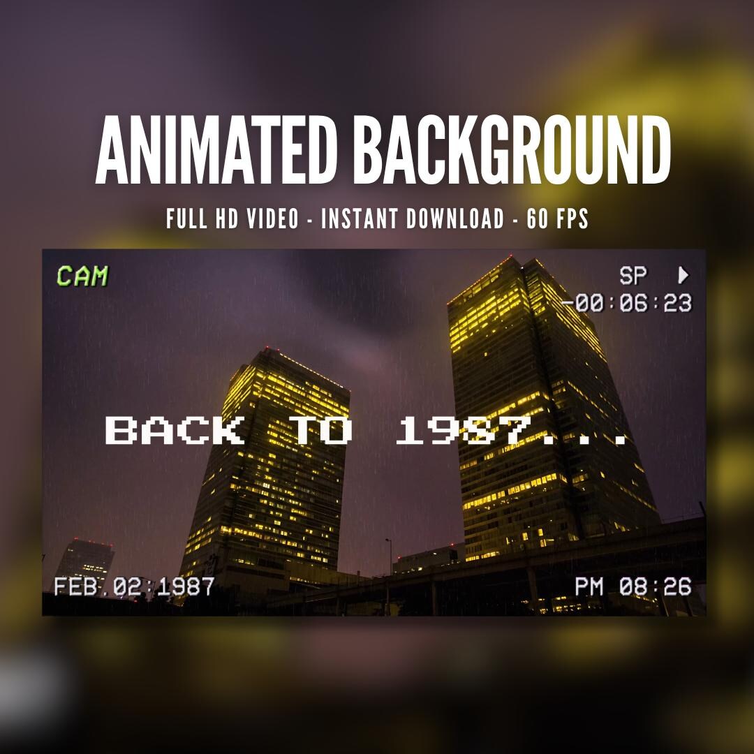 Animated Background | VHS Cityscape at Night With Rain & Skyscrapers ...