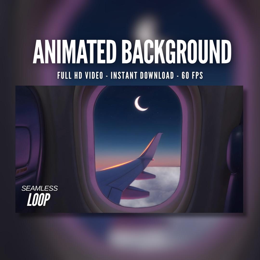 Animated Background 92 Plane Window Cozy View Moving Clouds Twitch ...