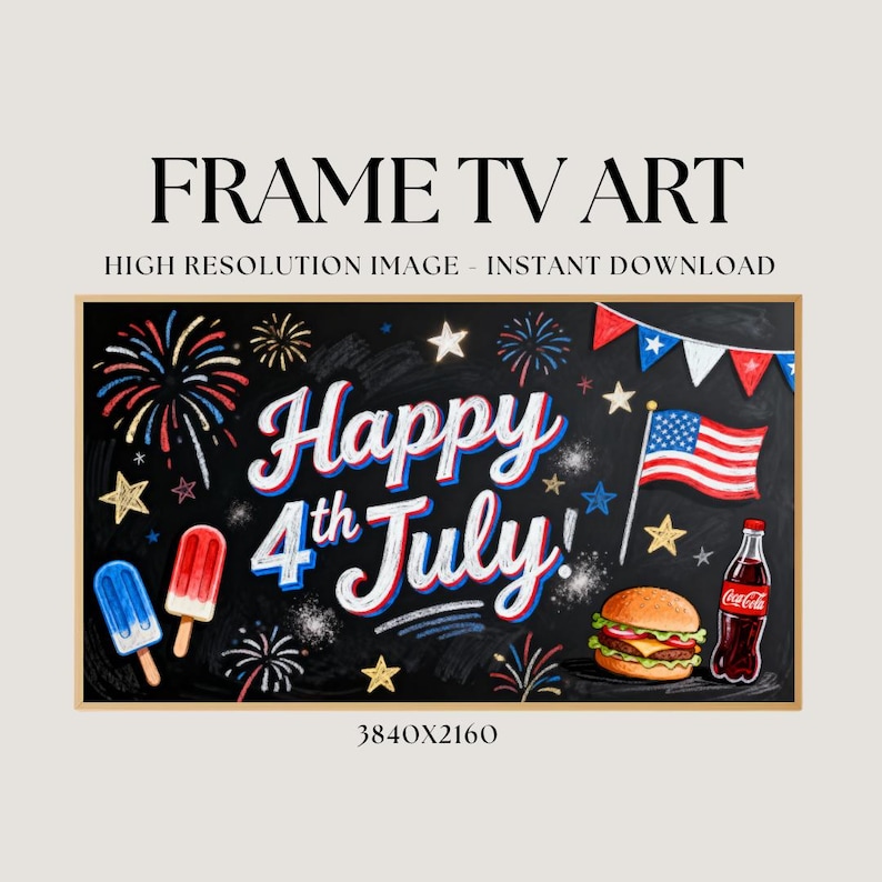 Frame TV Art | Happy 4th of July Digital Display | Fun Patriotic Food ...