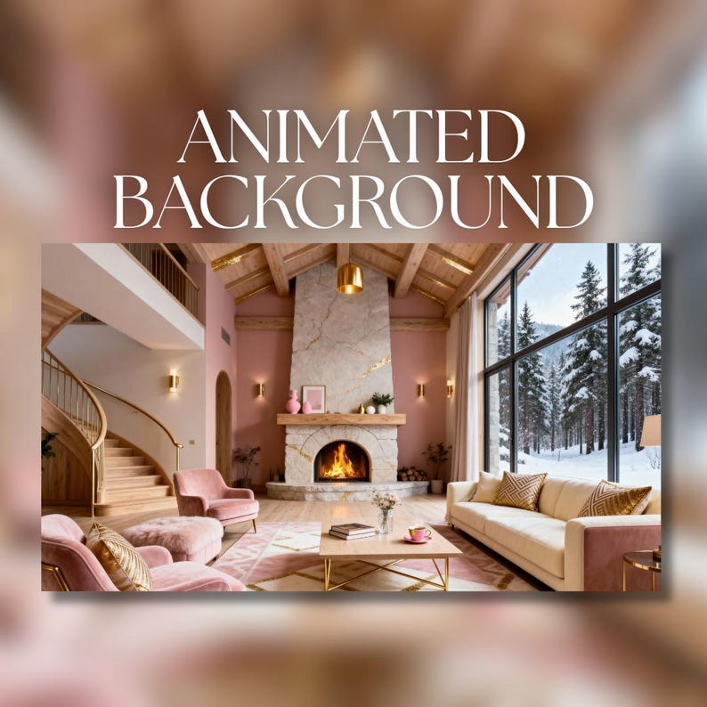 Animated Background | Luxury Chalet Living Room | Pink Interior ...