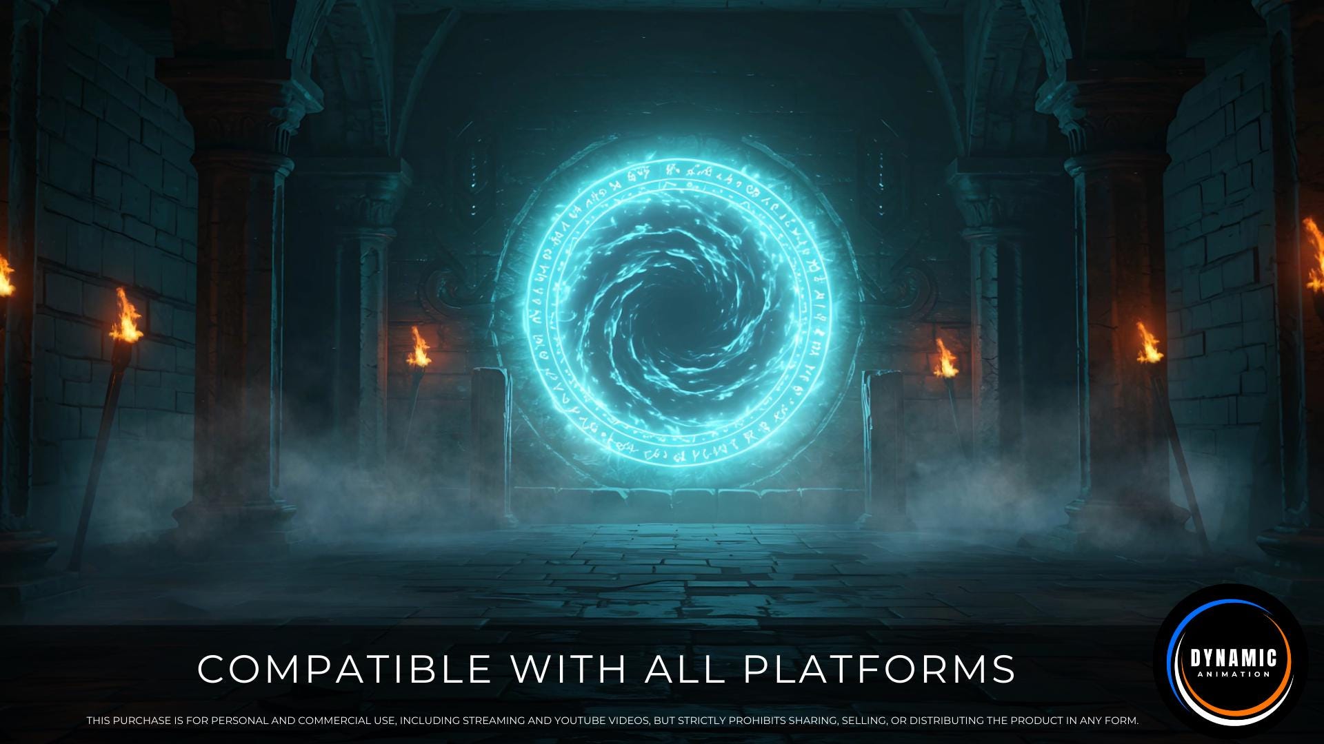 Animated Background | Blue Magical Portal | Ancient Stone Wall | Soft ...