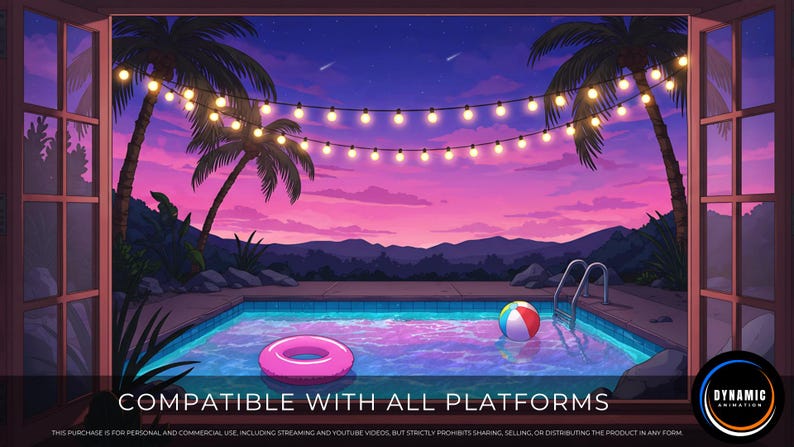 Animated Background | Tropical Pool at Sunset | Relaxing Poolside View ...