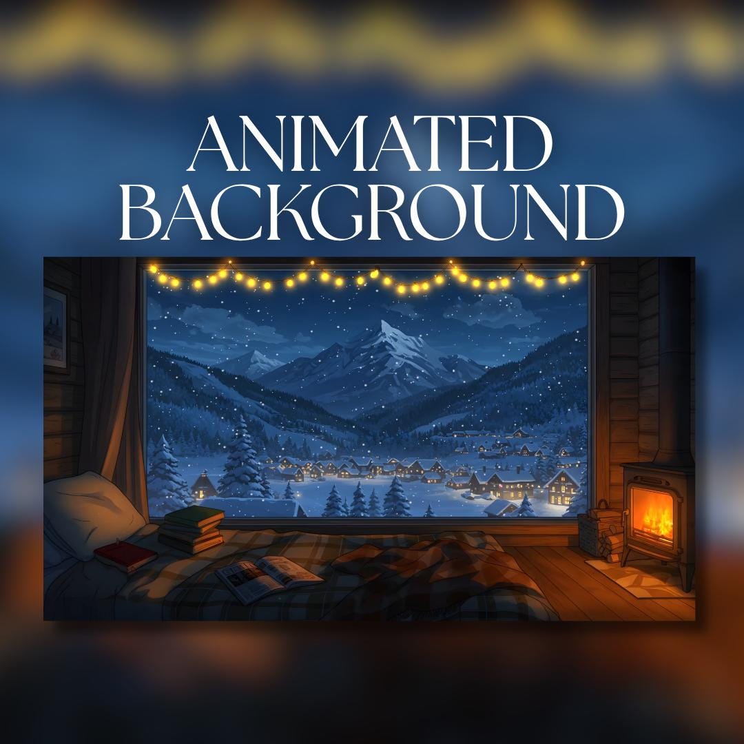 Animated Background | Cozy Winter Cabin Bedroom With Fireplace & Snowy ...