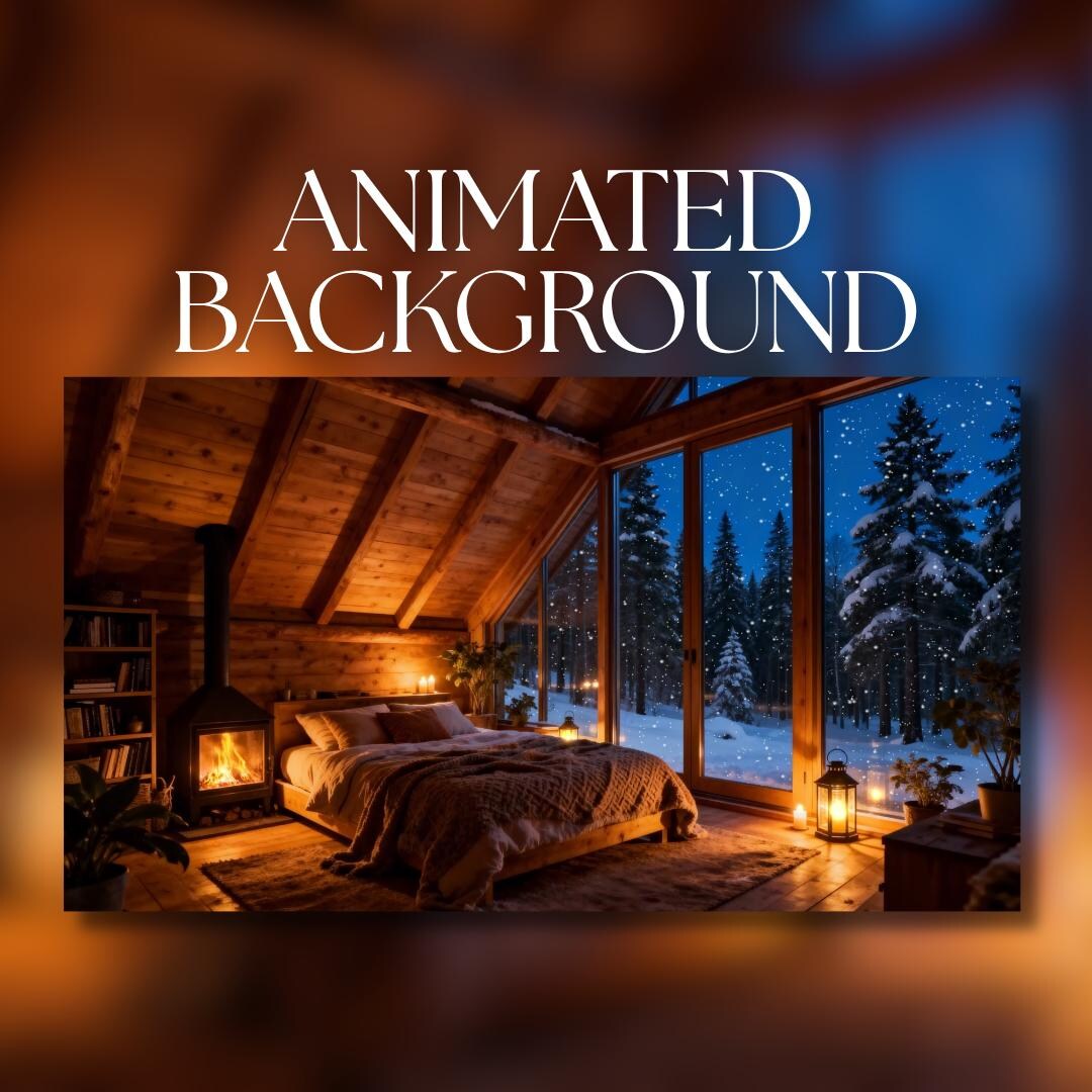 Animated Background | Cozy Winter Cabin Bedroom With Fireplace ...
