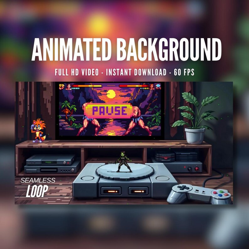 Animated Background 172 1990s Old Gaming Console Video Game Backdrop ...