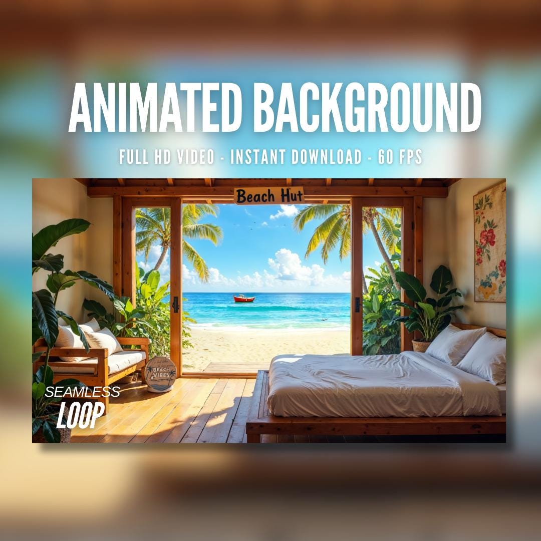 Animated Background | Tropical Beachfront Bedroom | Ocean View | Palm ...