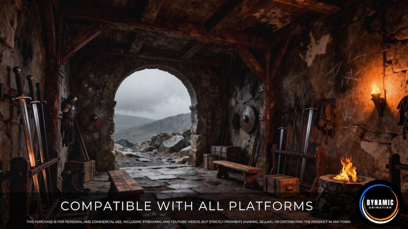 Animated Background | Medieval Cave Armory Interior | Stone Forge Room ...