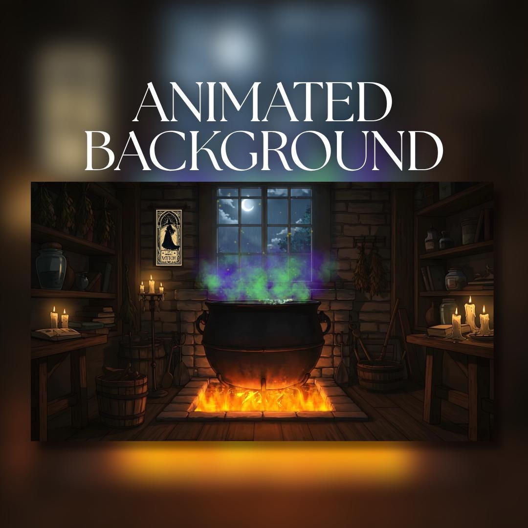 Animated Background | Witch’s Cauldron | Rainy Moonlit Window | Spooky ...