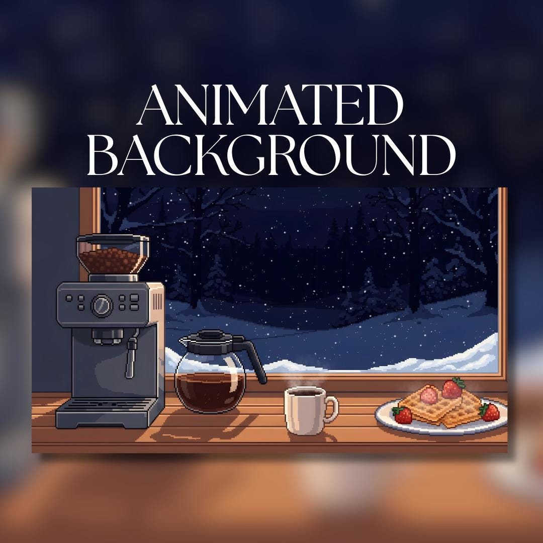 Animated Background | Pixel Art Coffee Station With Winter Window View ...