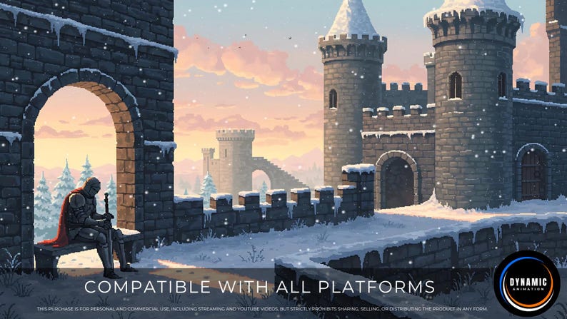 Animated Background | Snowy Castle Courtyard With Resting Knight ...