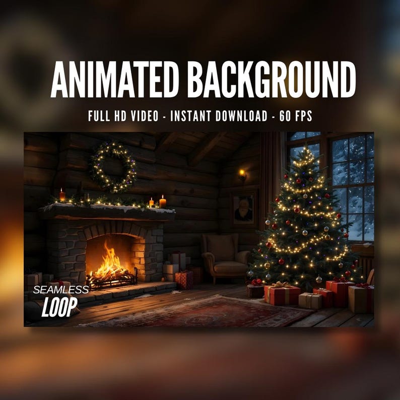 Animated Background | Cozy Christmas Fireplace | Christmas Lights ...