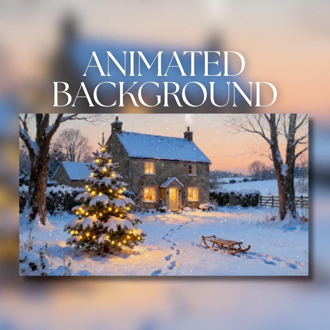 Animated Background | Cozy Snowy Country Cottage With Glowing Christmas ...