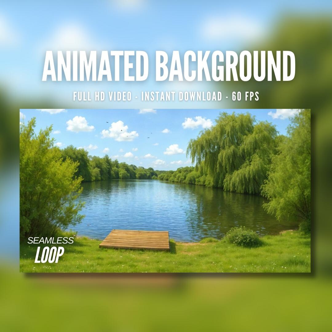 Animated Background | Lakeside Escape | Lush Greenery | Willow Trees ...