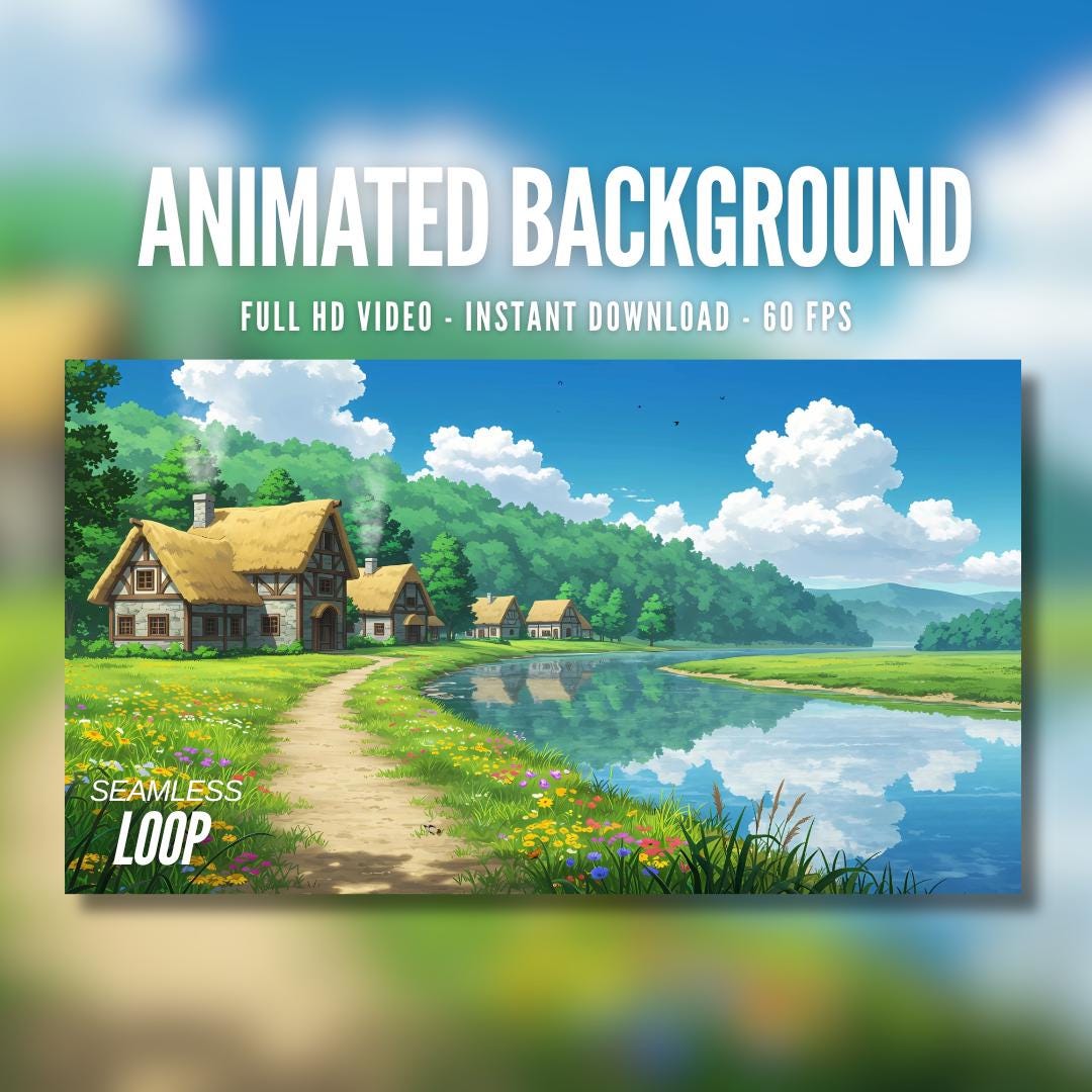 Animated Background | Peaceful Medieval Village | Riverside | Fantasy ...