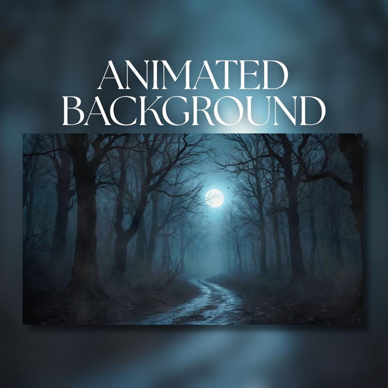 Animated Background | Haunted Forest Path at Night With Full Moon ...