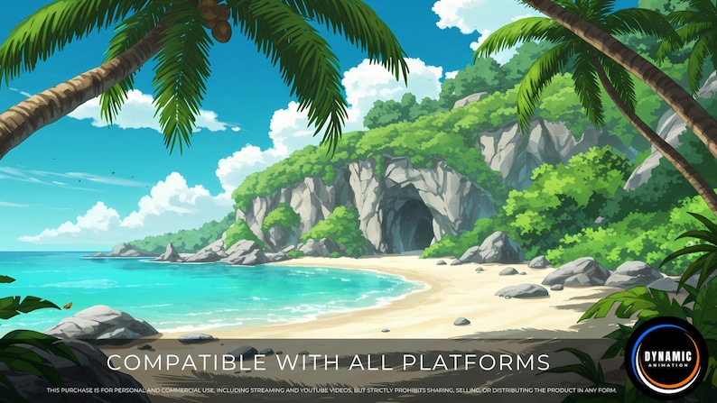 Animated Background | Tropical Island Beach With Palm Trees | Ocean ...
