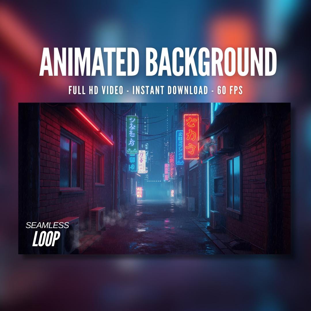 Animated Background | Neon Lit Alleyway | Cyberpunk City | Steam Rising ...