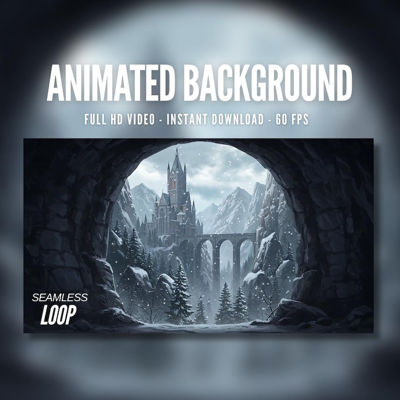 Animated Background | Snowy Mountain Castle View With Falling Snow ...