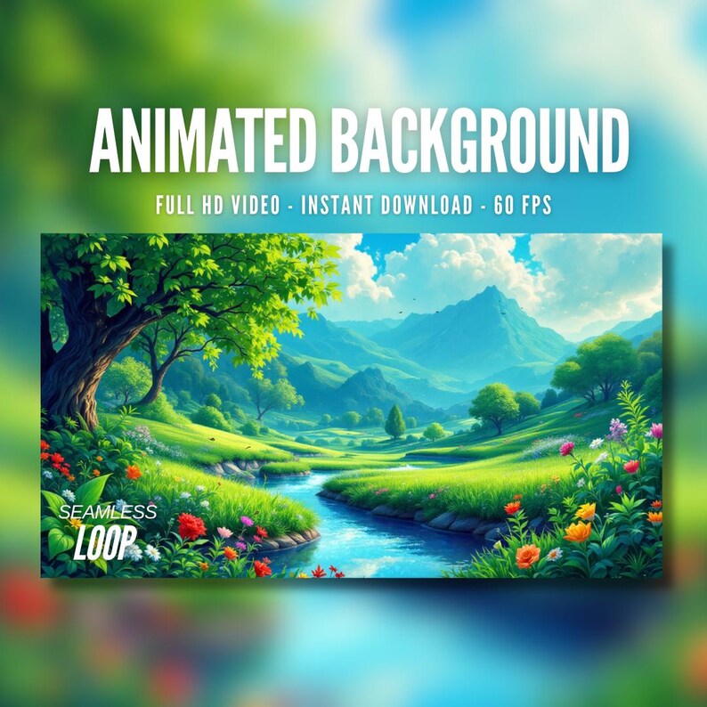 Animated Background | Dreamy Landscape | Vibrant Green Grass ...
