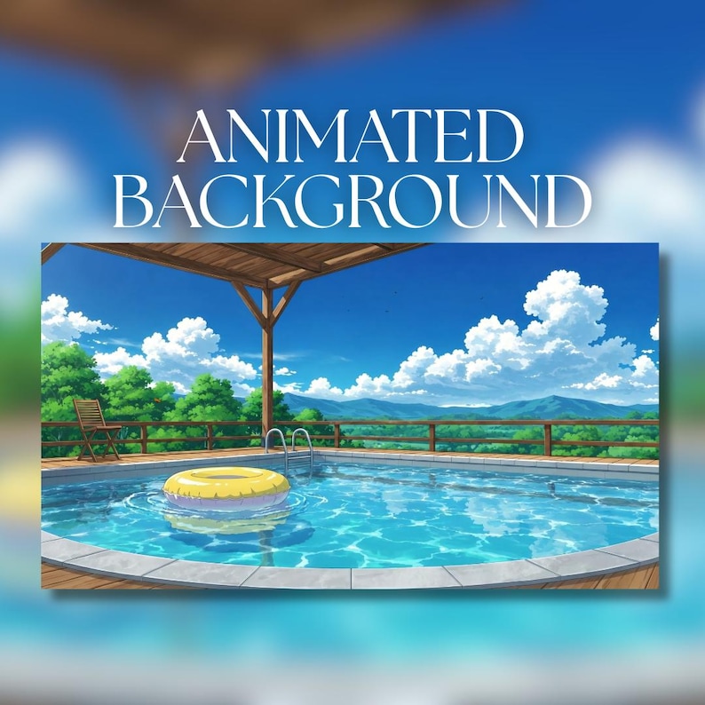 Animated Background | Poolside Retreat With Mountain Views | Relaxing ...