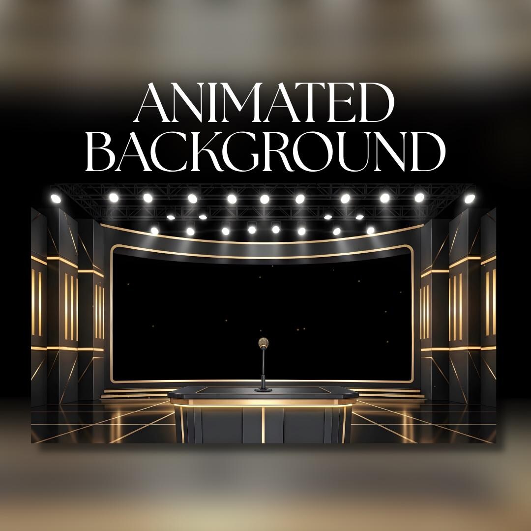 Animated Background | Talk Show Studio Stage | Black and Gold Broadcast ...