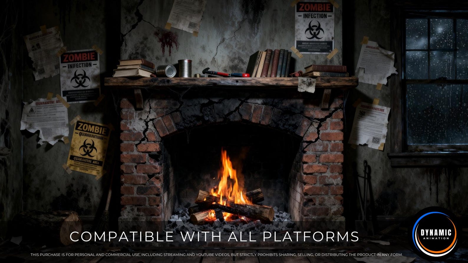 Animated Background | Zombie Apocalypse Safehouse Fireplace | Abandoned ...