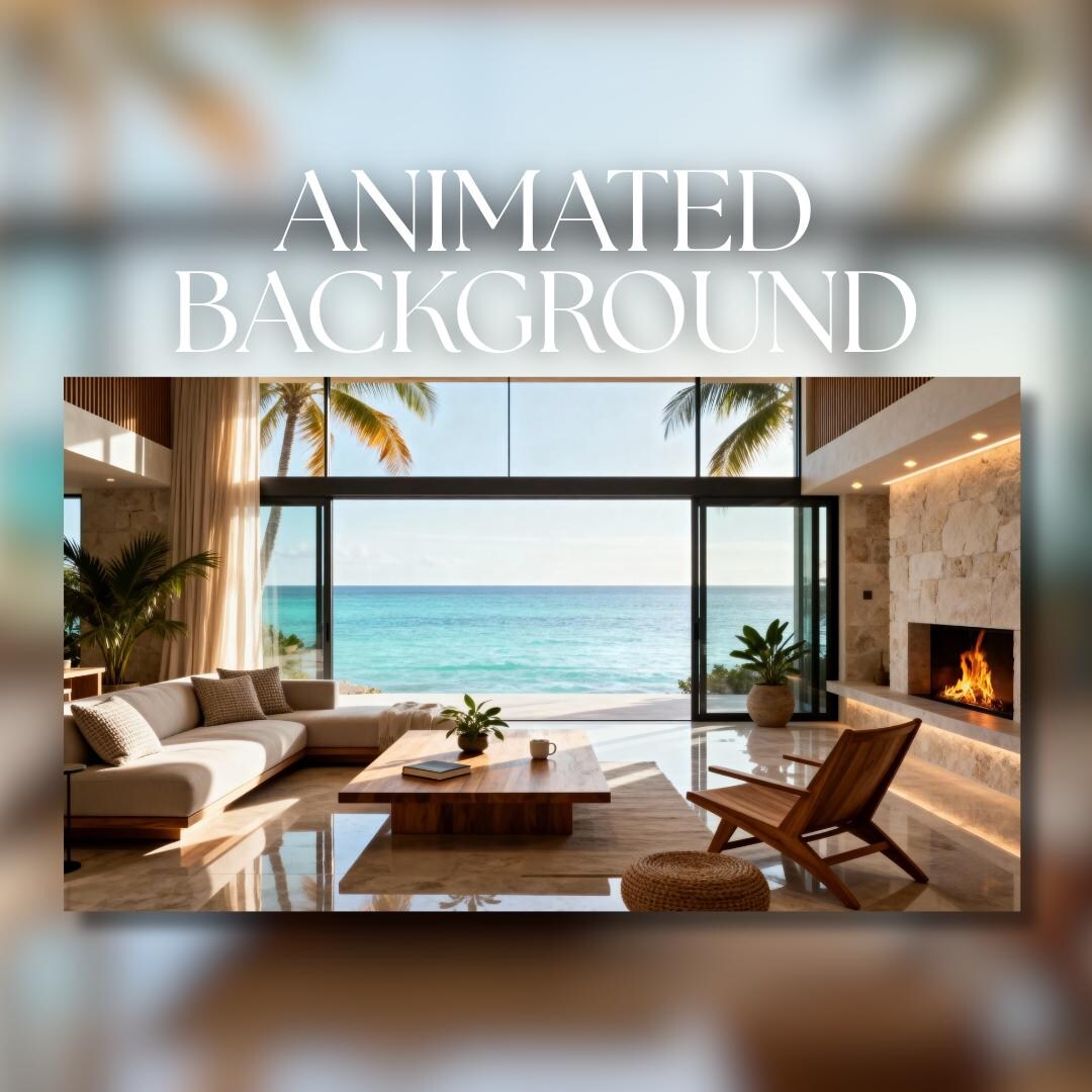 Animated Background | Luxury Beachfront Living Room With Ocean View ...