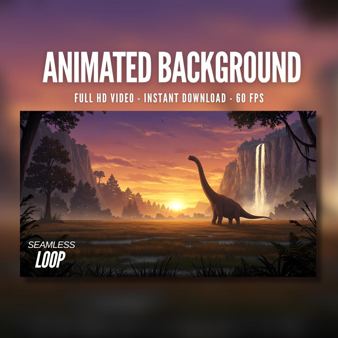 Animated Background | Dinosaur Valley Sunset | Brachiosaurus | Jungle ...