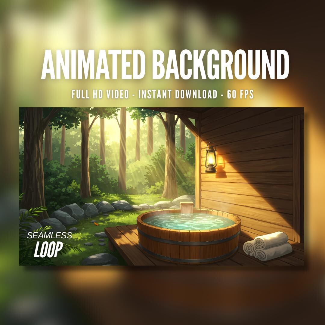 Animated Background | Outdoor Hot Tub | Forest Cabin Retreat | Cozy ...