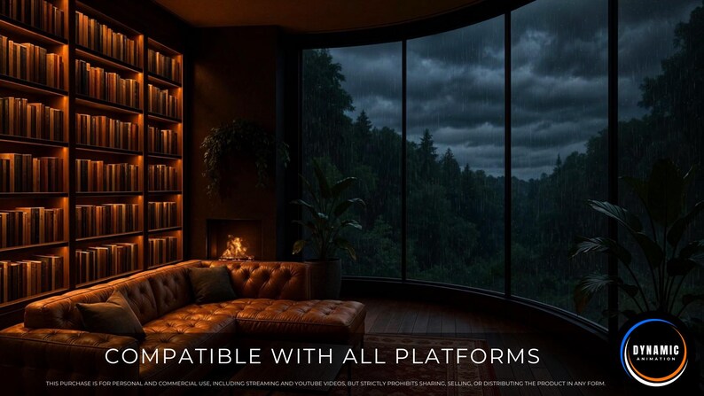 Animated Background | Cozy Reading Lounge | Rainy Forest Window ...