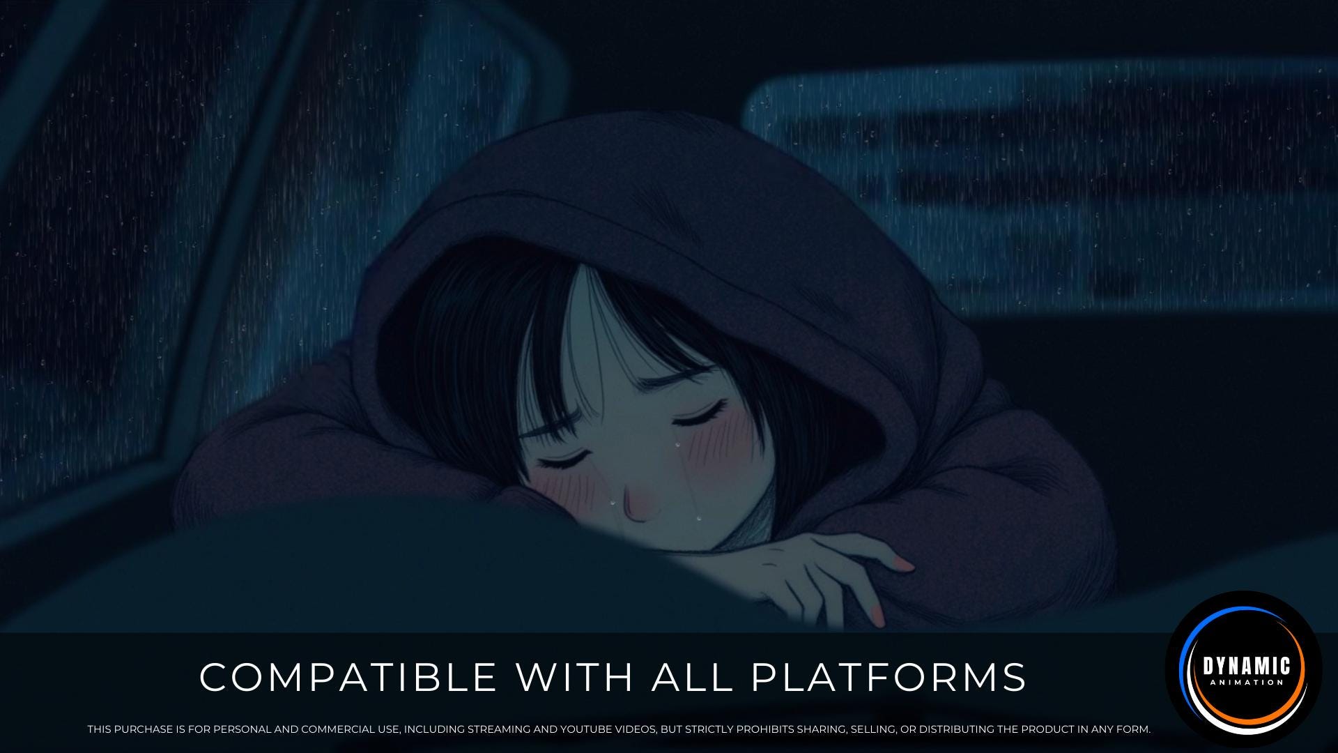 Animated Background | Sad Girl Crying in Car | Rainy Car Window | Teardrops | Lofi | Twitch ...