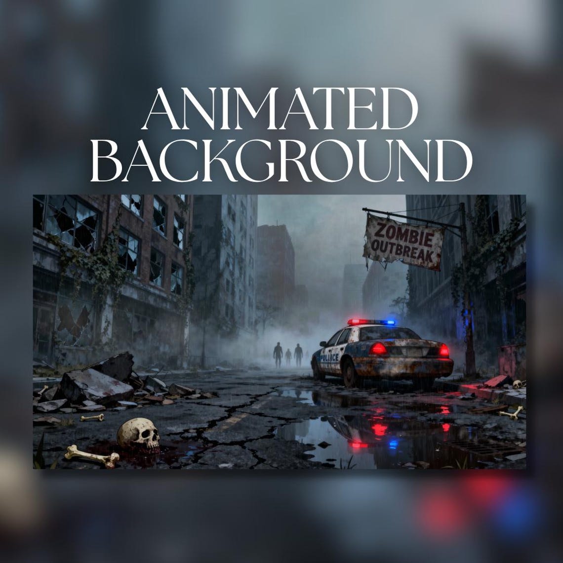 Animated Background | Zombie Outbreak City | Abandoned Police Car ...