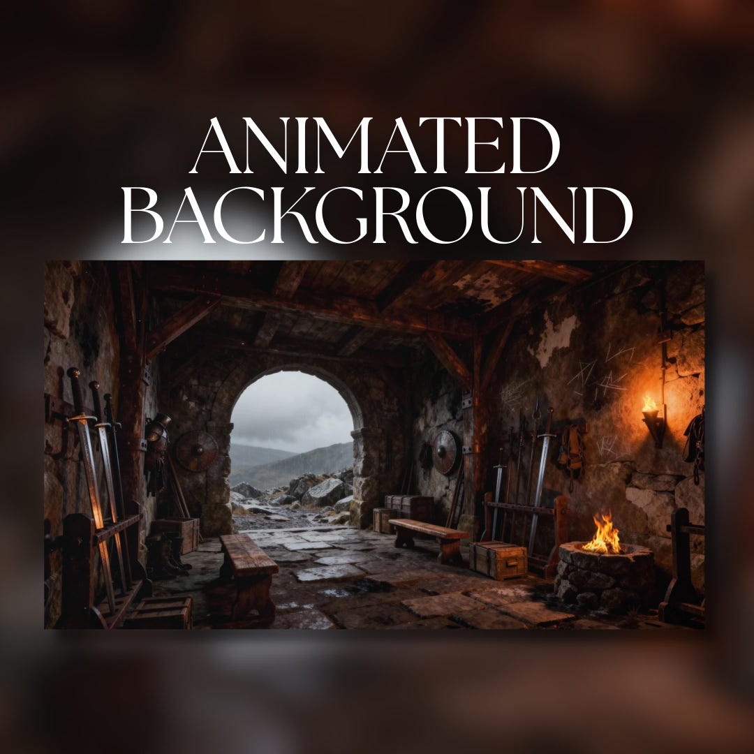 Animated Background | Medieval Cave Armory Interior | Stone Forge Room ...