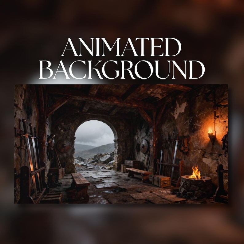Animated Background | Medieval Cave Armory Interior | Stone Forge Room ...