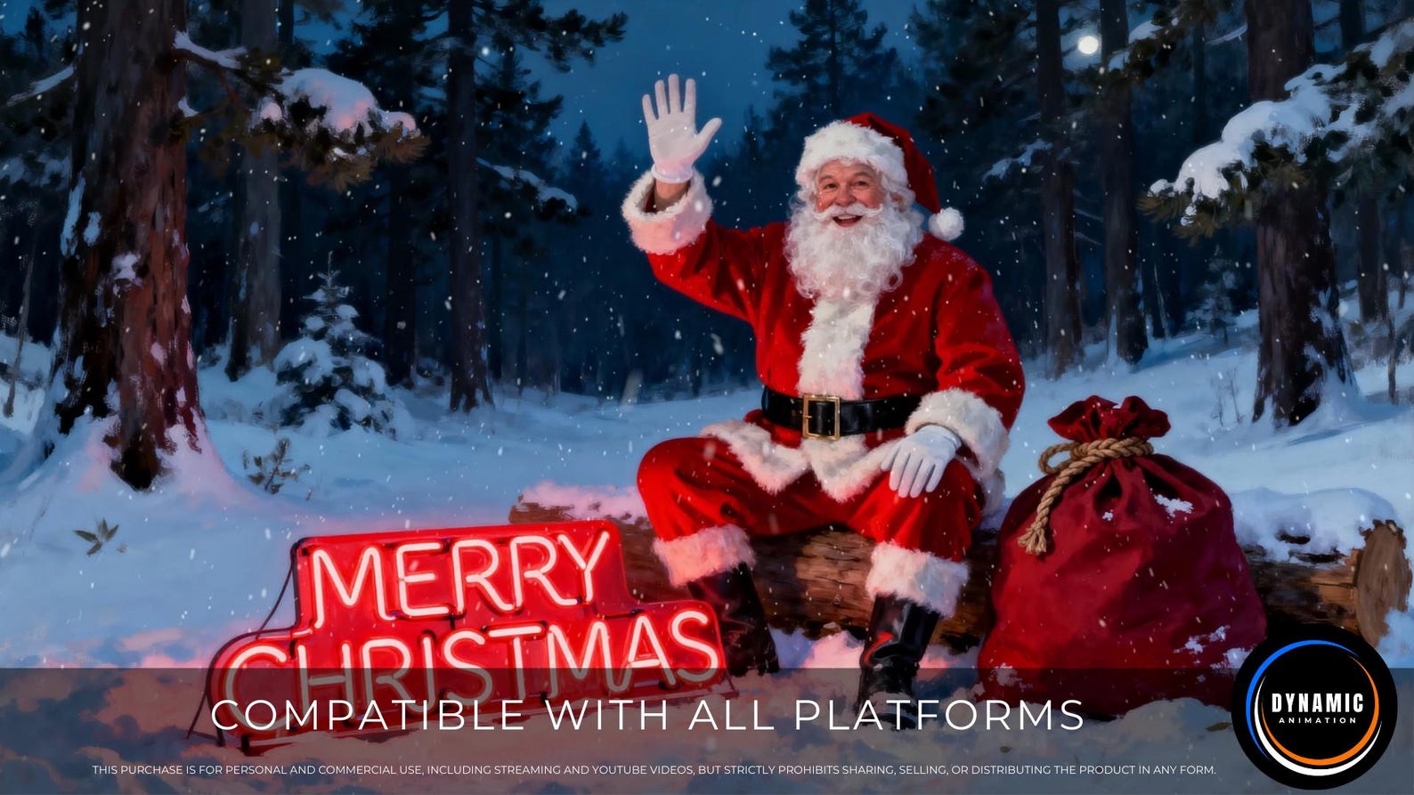 Animated Background | Santa Waving in Snowy Forest | Merry Christmas ...