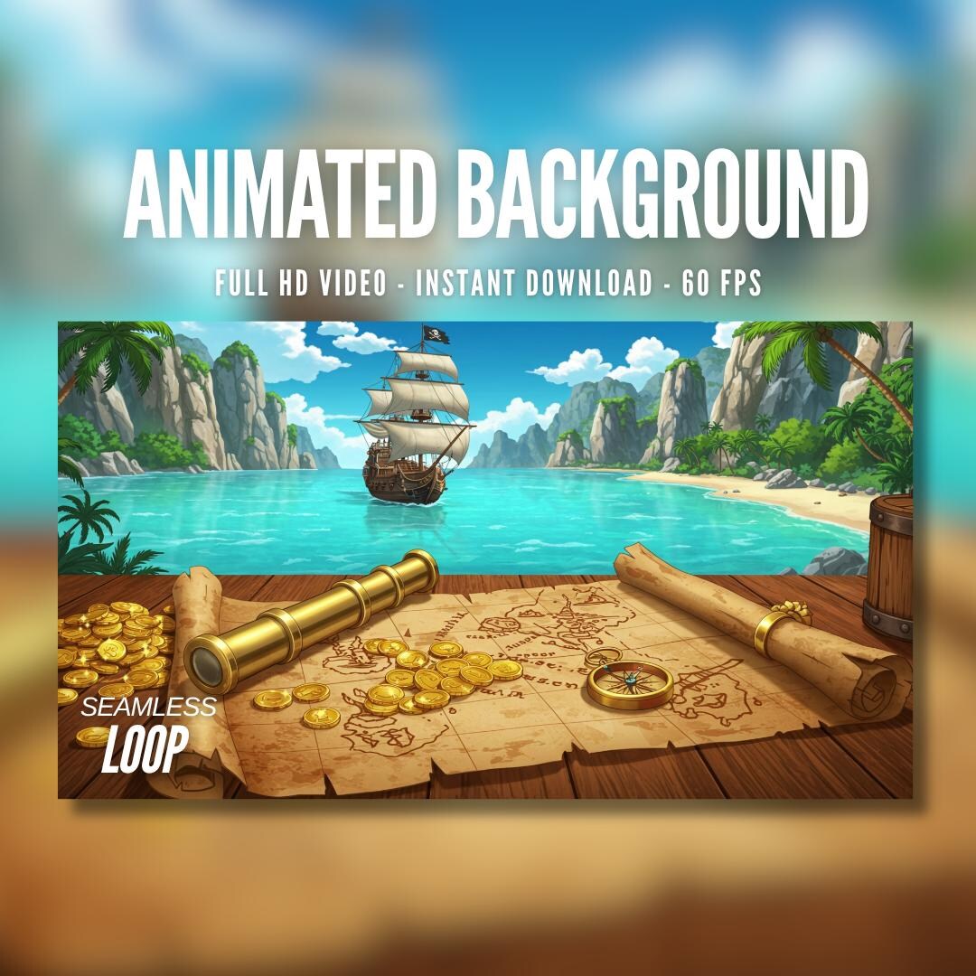 Animated Background | Pirate Ship & Treasure Map | Tropical Seaside ...