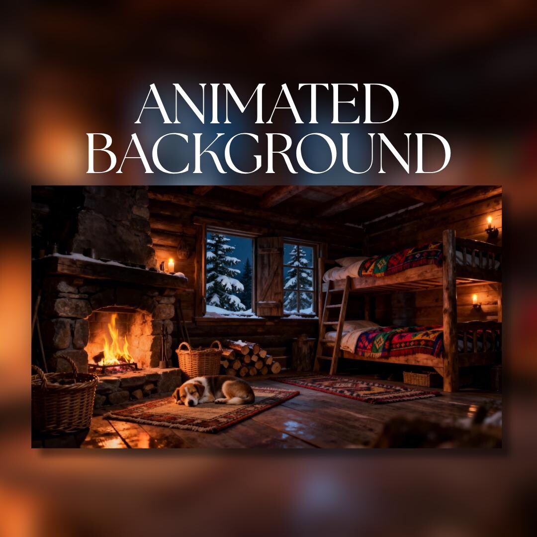 Animated Background | Cozy Log Cabin With Fireplace, Bunk Beds ...