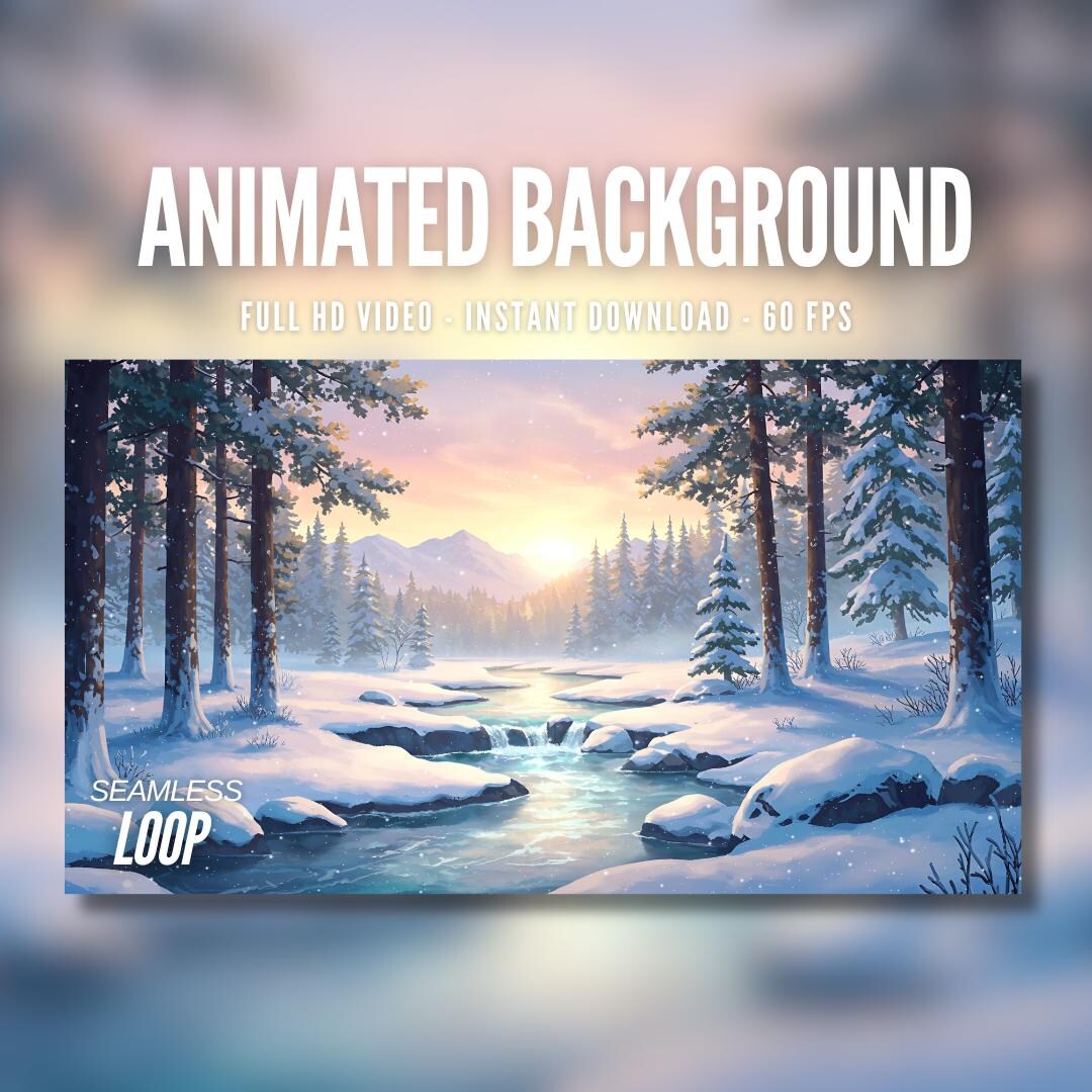 Animated Background | Snowy Forest Stream at Sunrise | Peaceful Winter ...