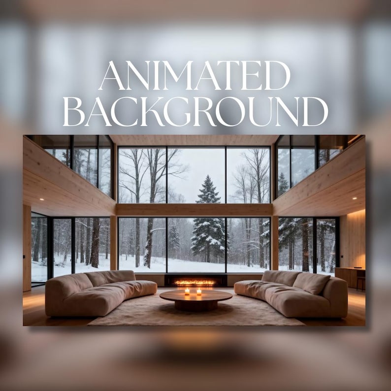 Animated Background | Modern Winter Cabin Living Room | Minimal ...