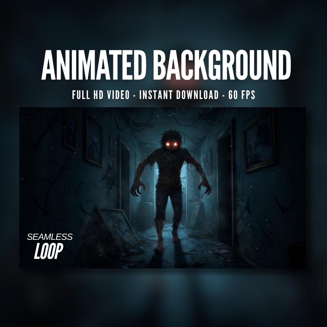Animated Background | Creeping Zombie in Abandoned Hallway | Glowing ...