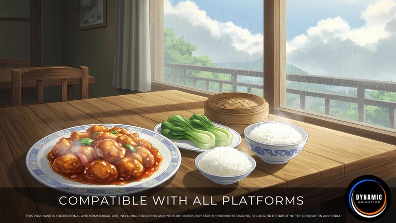 Animated Background | Cozy Anime Dining Table | Japanese Meal | Rainy ...