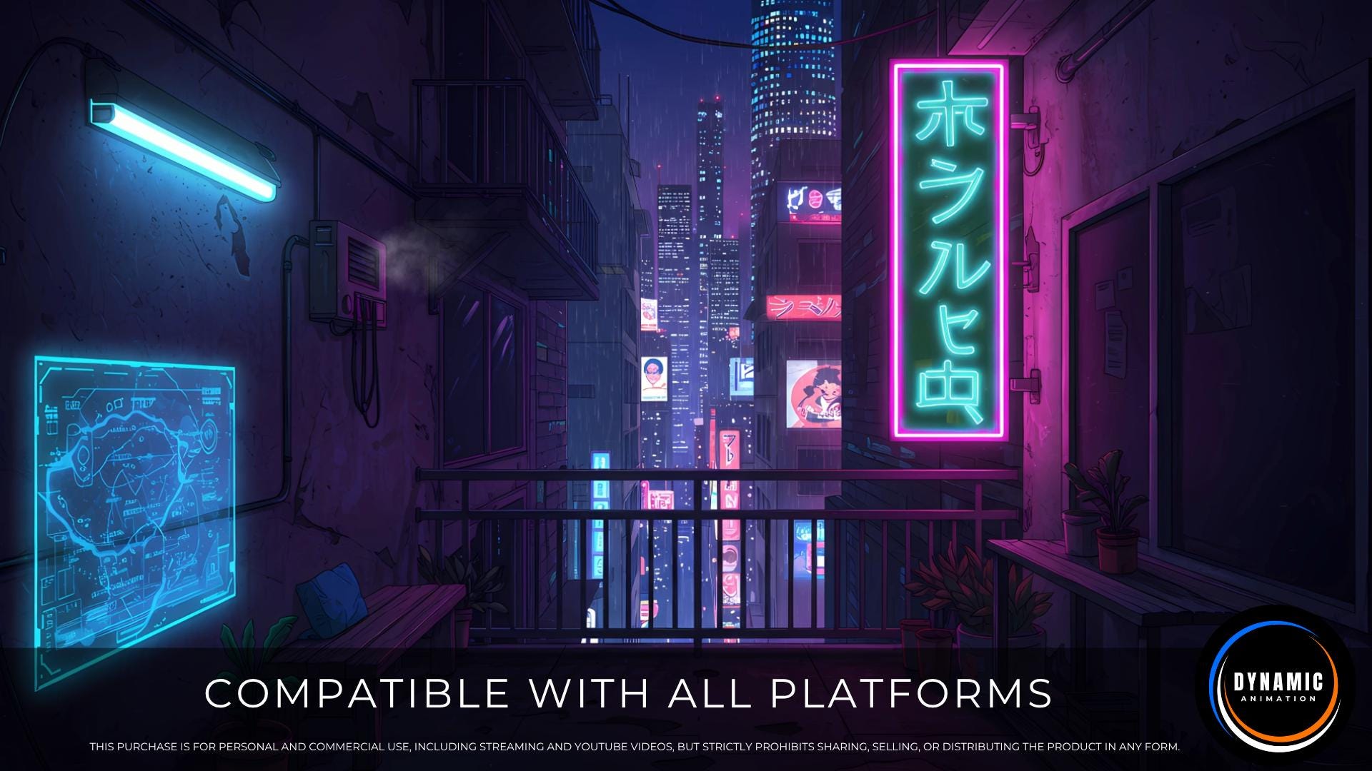 Animated Background | Cyberpunk Alley With Neon Signs | Rainy Night ...