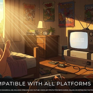 Animated Background | Cozy Retro Gaming Room in 1989 | Warm Sunlight ...