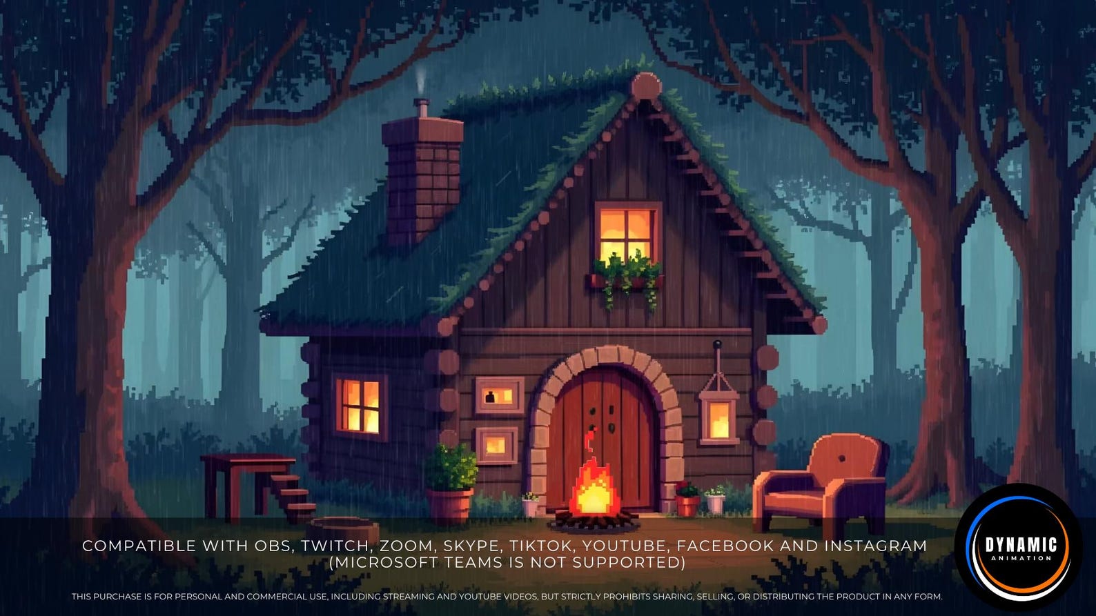 Animated Background | Cozy Forest Tree House | Pixel Art | Campfire ...
