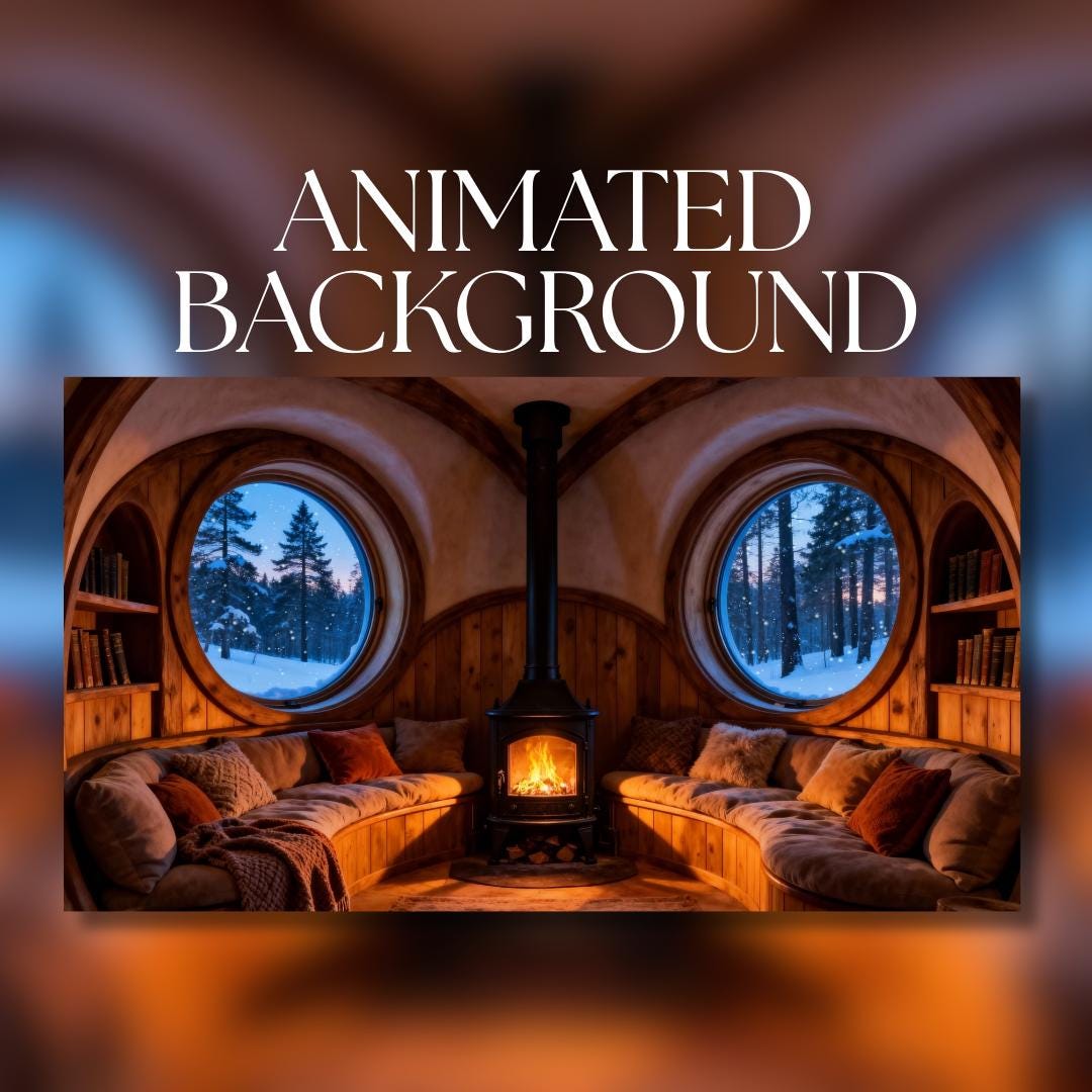 Animated Background | Cozy Hobbit Cabin With Fireplace & Round Windows ...