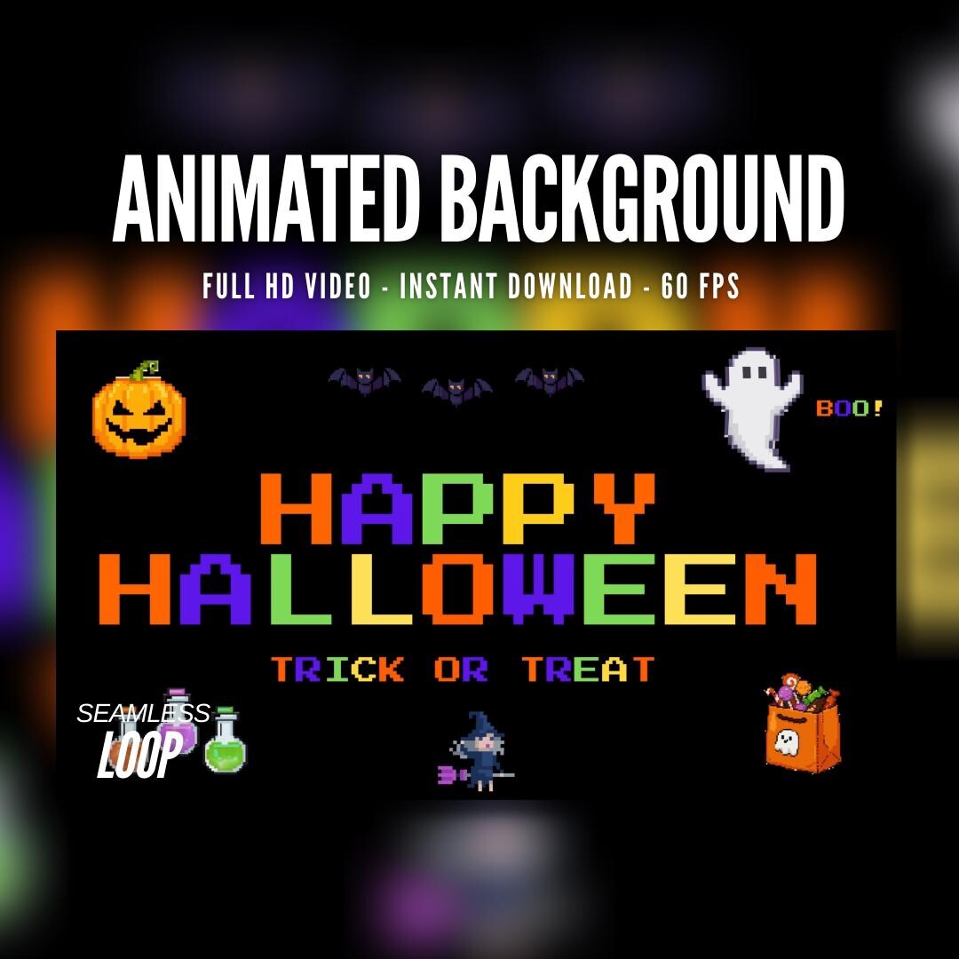 Animated Background | Pixel Art Happy Halloween | Trick or Treat Retro ...